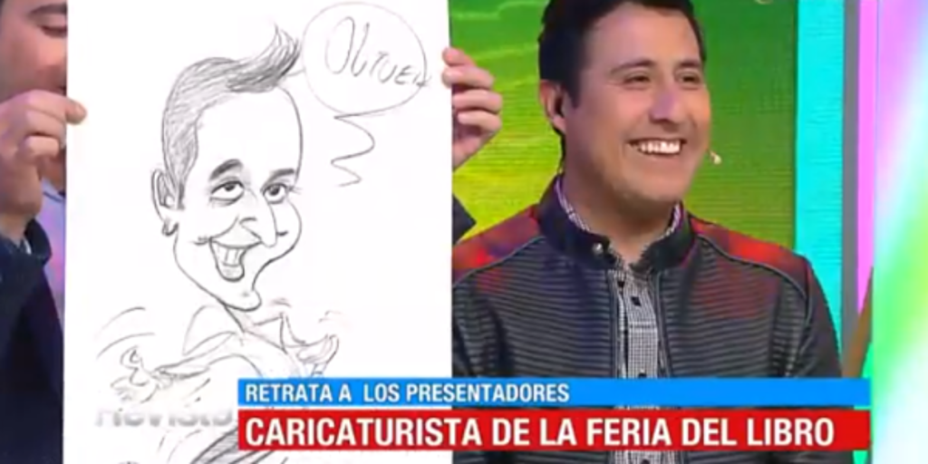 Caricaturas de la feria del libro, retratan a nuestros presentadores