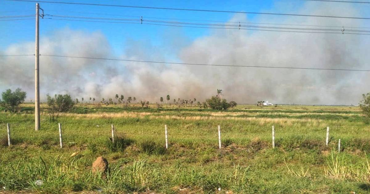 Reportan un incendio en inmediaciones de Viru Viru, los bomberos combaten el fuego