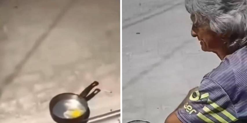 Video: ¡Qué calor! Sujeto se viraliza por freír un huevo en una acera